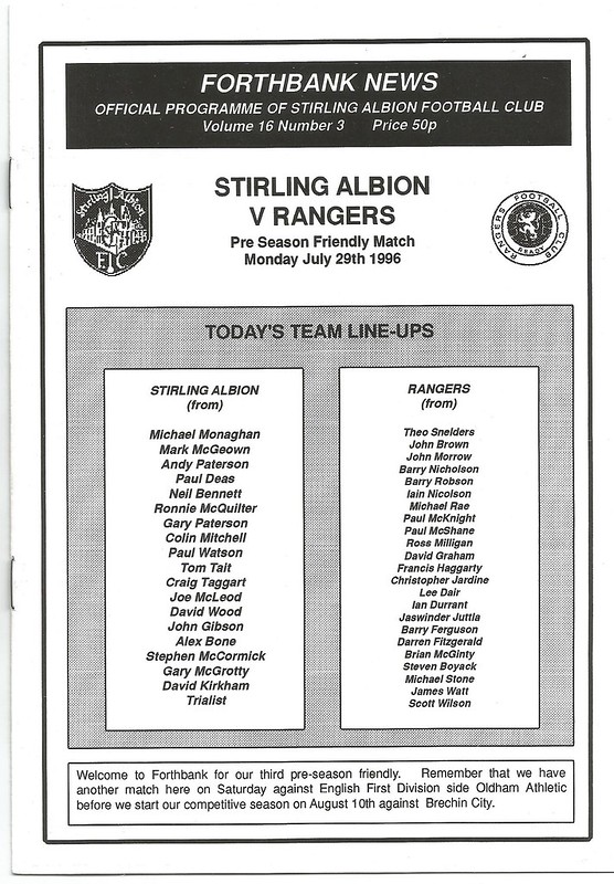 Stirling Albion v Rangers 29 July 1996 - The Rangers Archives